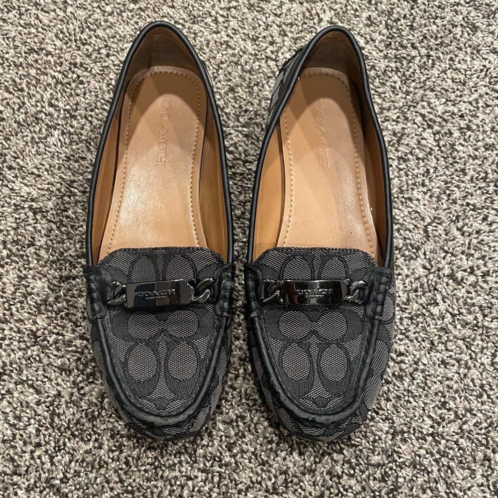 Coach Loafers Black And Grey Signature Design - Gem